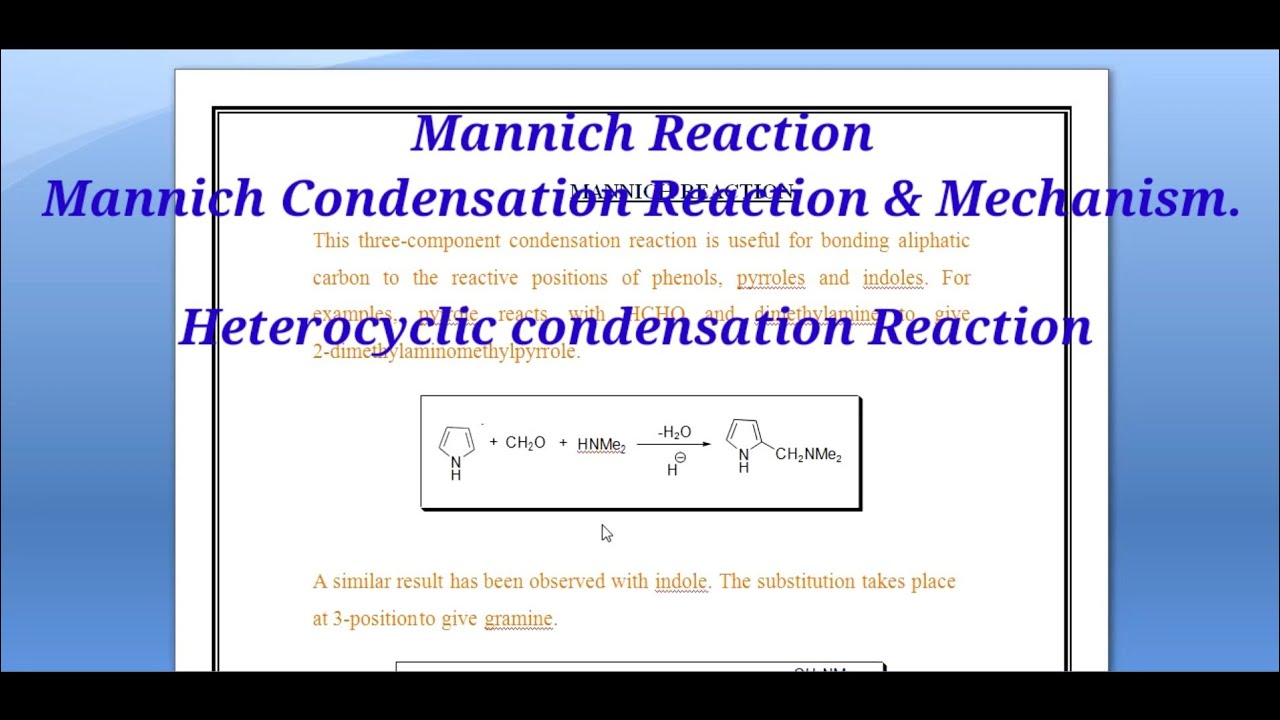 #Mannich Reaction #Mannich Condensation Reaction and Mechanism. # ...