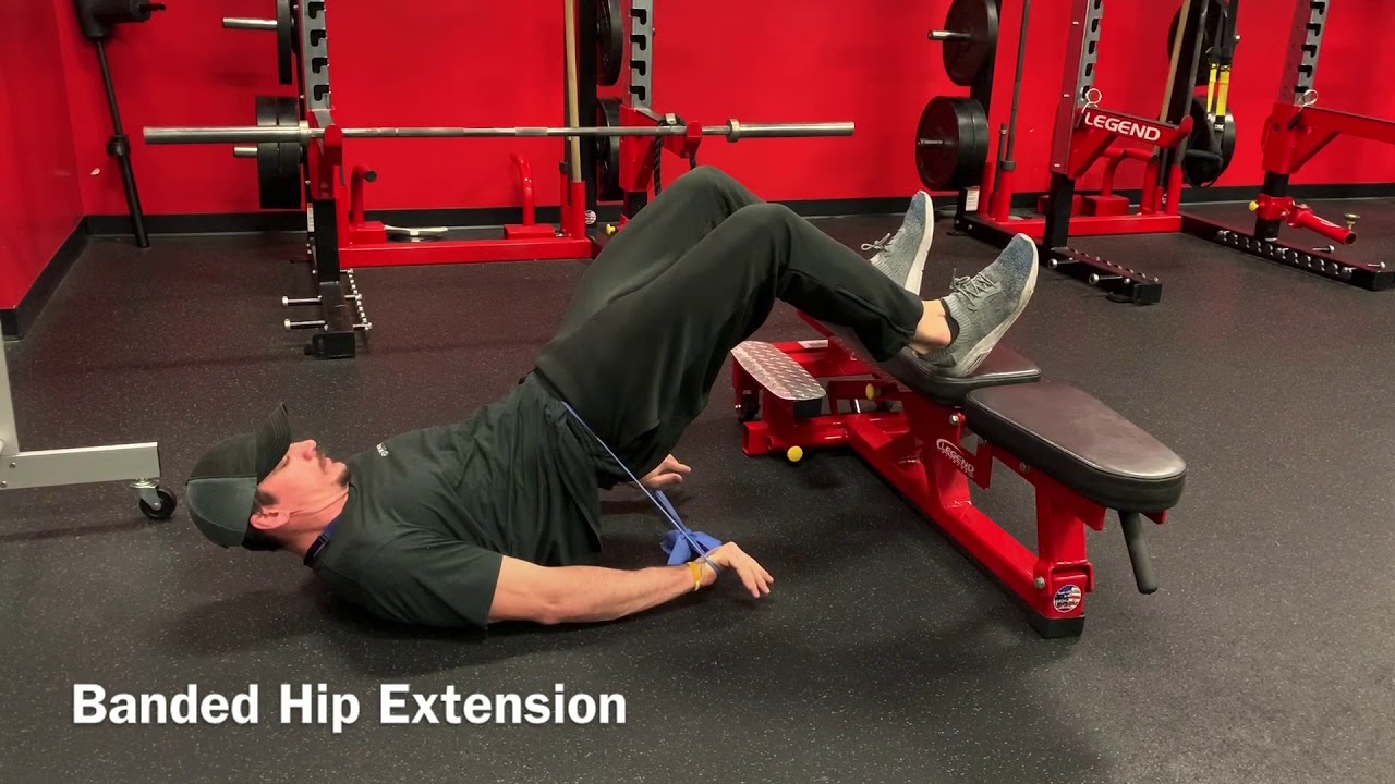 Banded Hip Extension (Feet Elevated) - YouTube