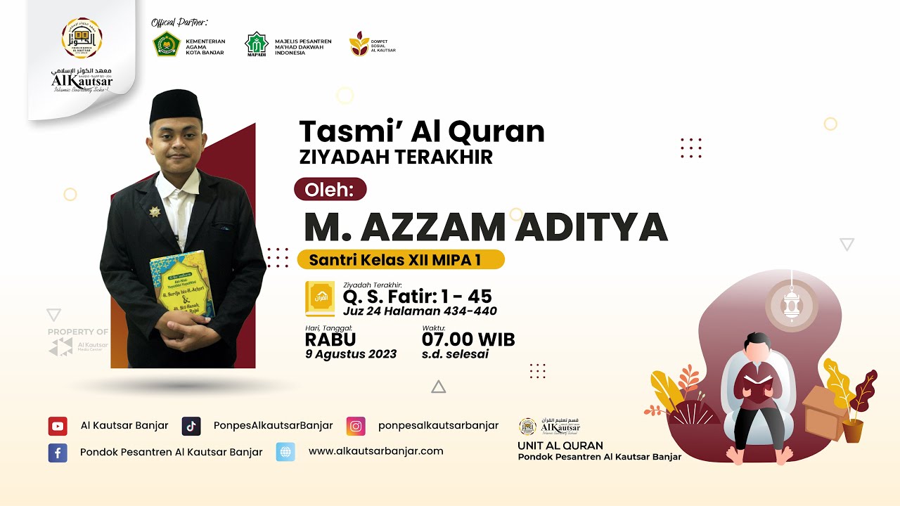 Tasmi' Al Qur'an Ziyadah Terakhir Ananda Muhammad Azzam Aditya (Kelas ...
