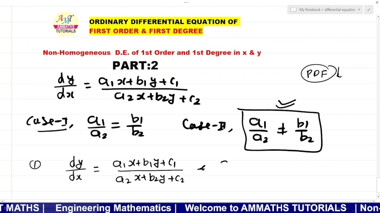 #14 Non Homogeneous differential Equation 1st order & 1st degree ...