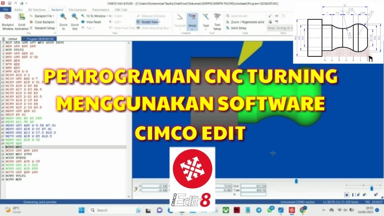 Pemrograman CNC Turning Menggunakan Software Cimco Edit - YouTube
