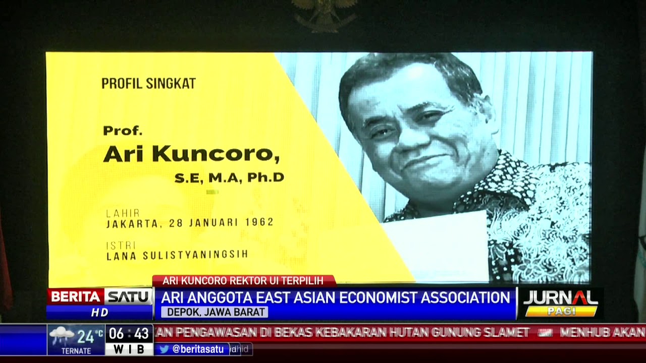 Ari Kuncoro Terpilih Sebagai Rektor UI 2019-2024 - YouTube