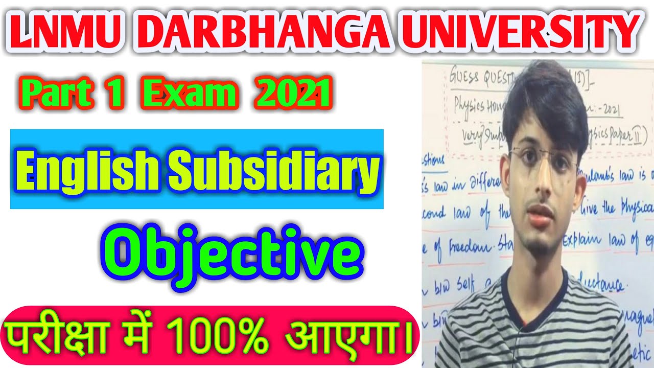 Lnmu Part 1 English Subsidiary 100 Marks VVI Objective for exam 2021 ...