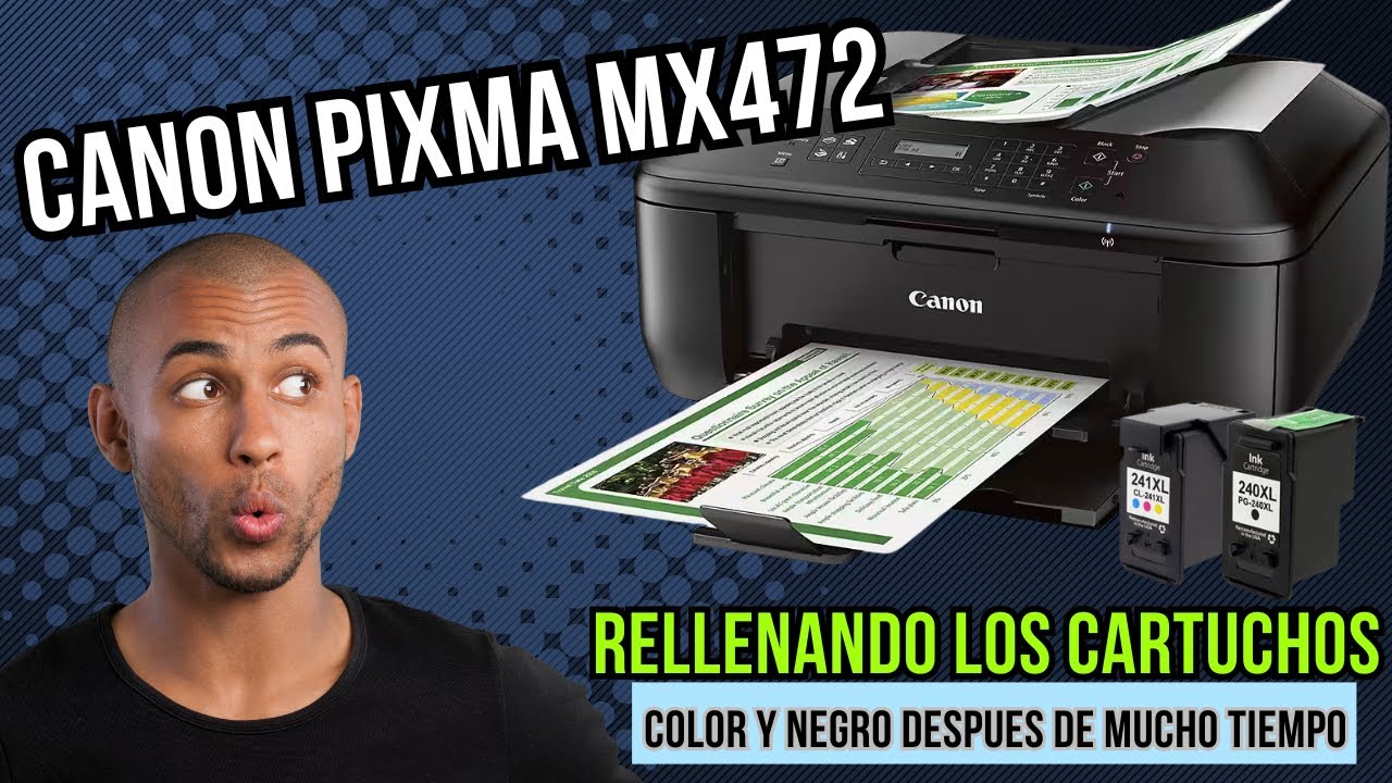Impresora Multifuncional CANON Pixma MX472 RELLENADO CARTUCHO COLOR Y ...