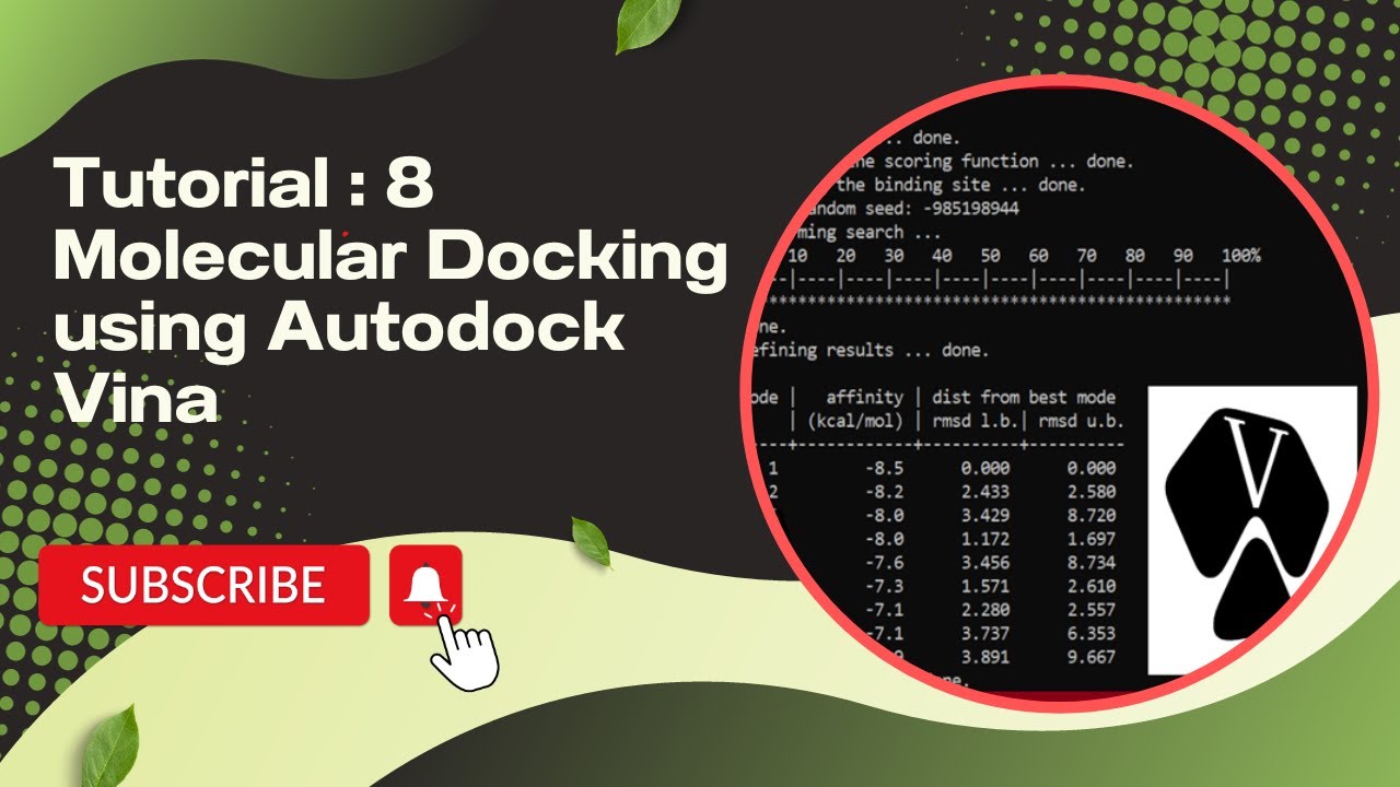 Tutorial 8: Molecular Docking using Autodock Vina - YouTube