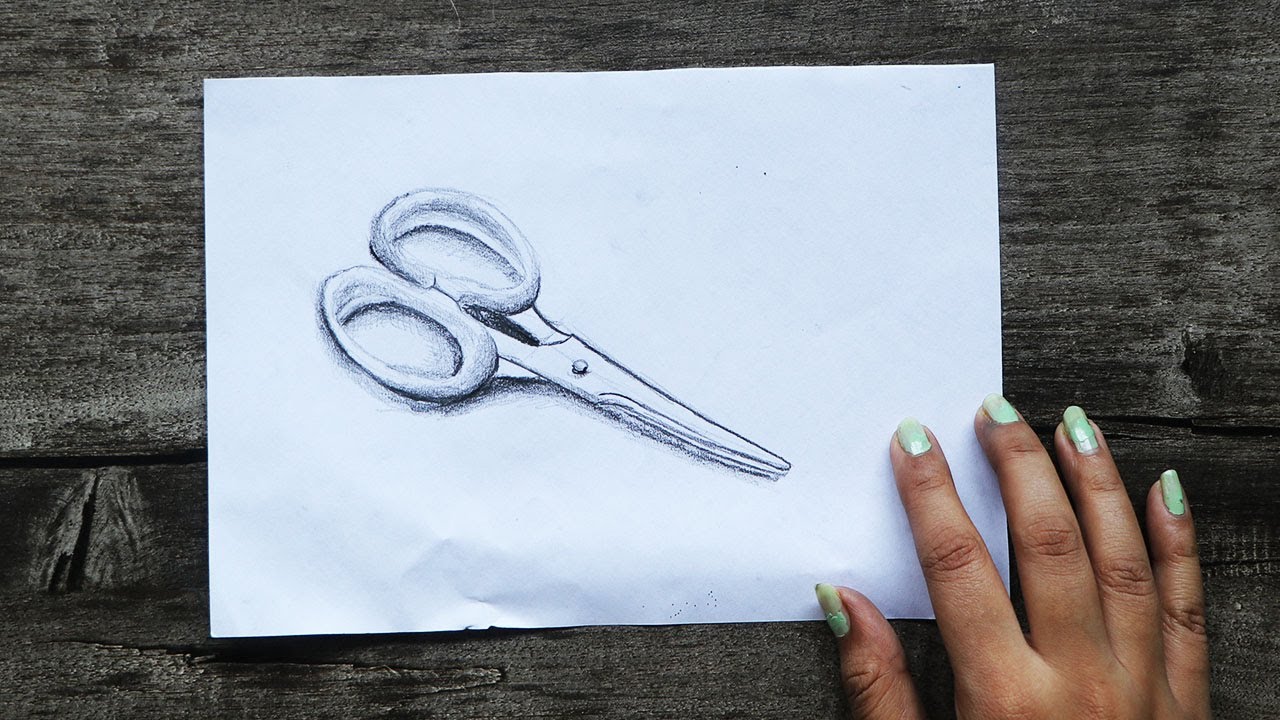 How to draw scissors | Still life | How to do pencil shading - YouTube
