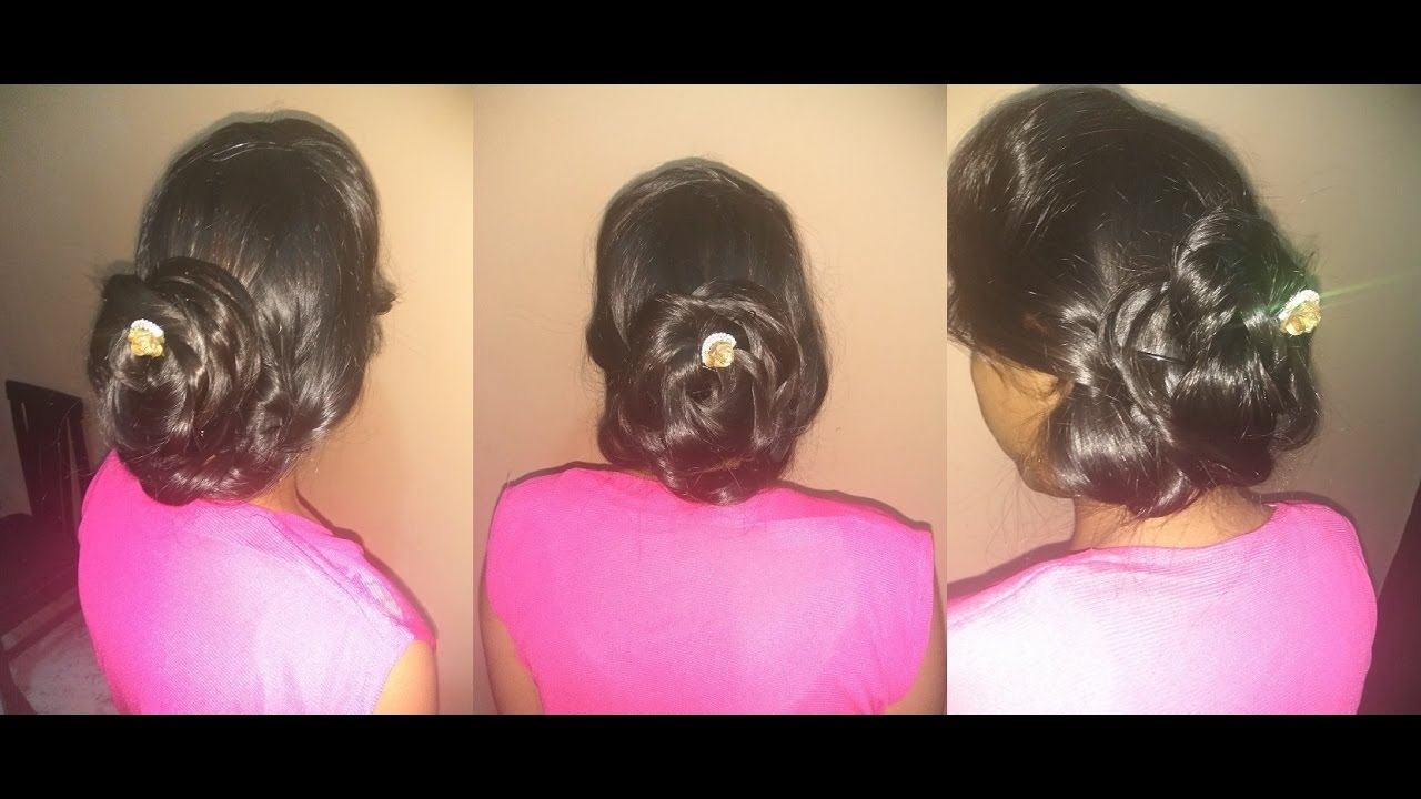 how to make three braid rose bun at home easily - YouTube