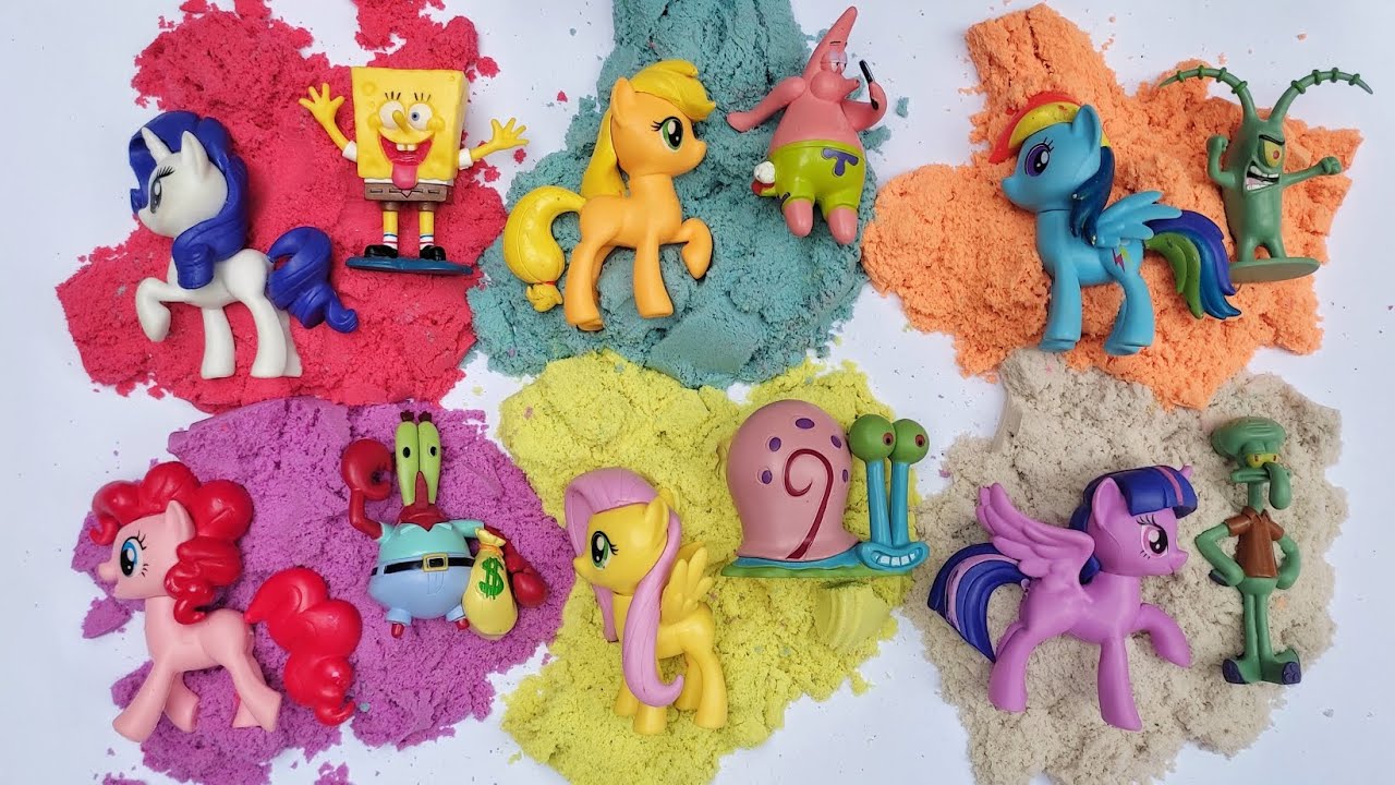 colorful sand filled with toy ponies that turn into SpongeBob - YouTube