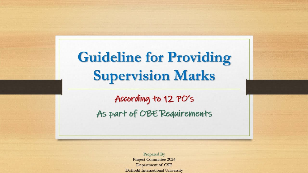 Guidelines for Providing Supervision Marks - YouTube