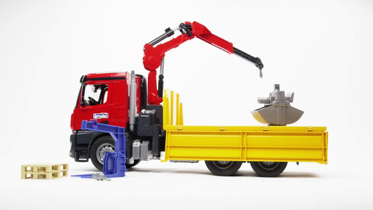 Bruder MB Arocs Construction truck with crane #03651 - YouTube