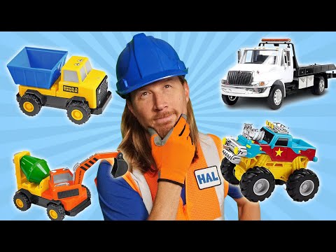 Truck Toys, Vehicles, Construction Toy | Handyman Hal plays with Toys and Real Vehicles