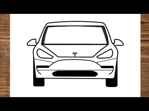 How To Draw Tesla model 3 (2019)-Easy car drawing step by step - YouTube