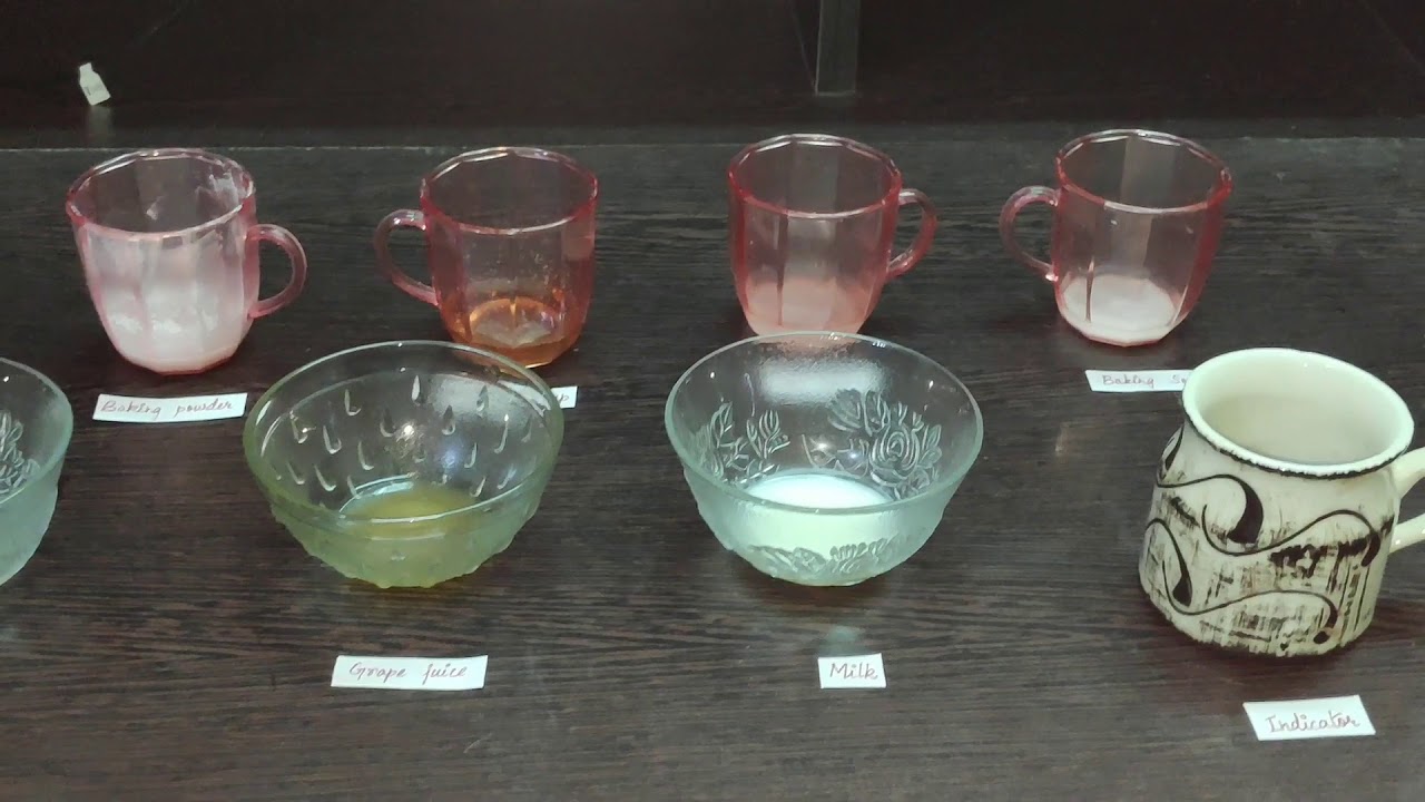 Testing china rose indicator with acids , bases and salts - YouTube