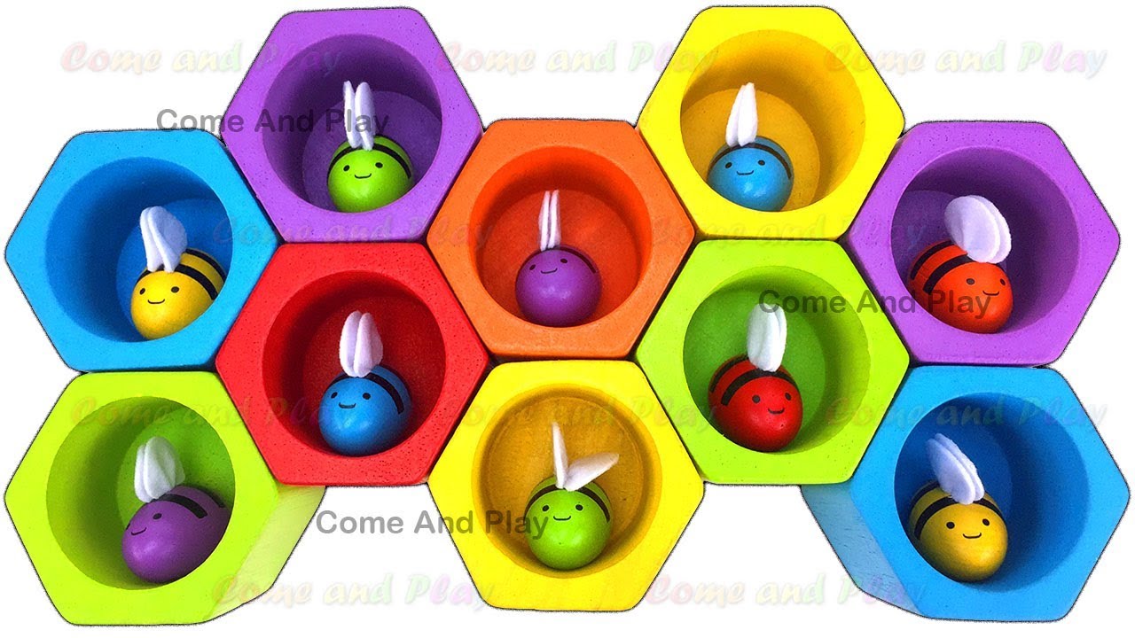 Learn Colors With Wooden Bees Beehive Preschool Toys Surprise Learning ...