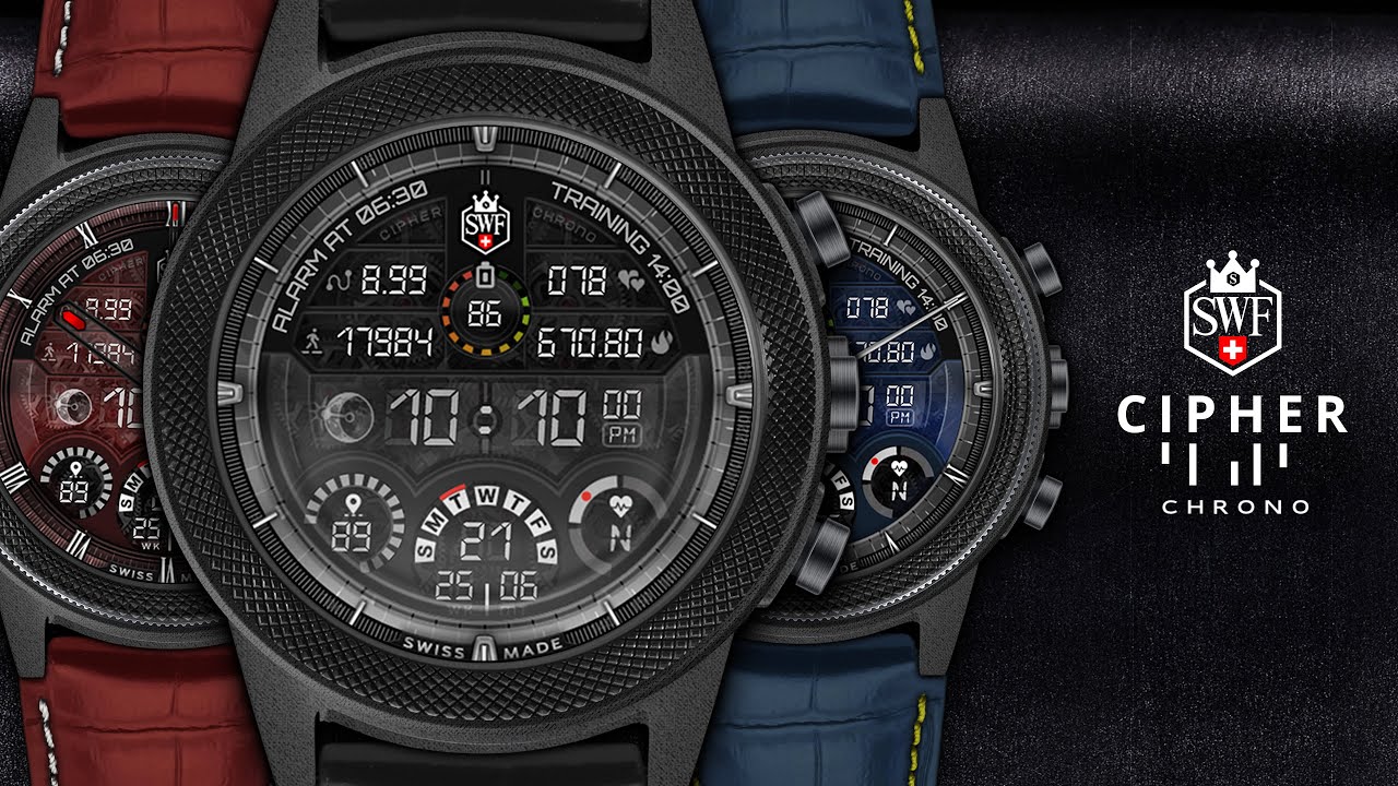SWF Cipher Chrono Watch Face for Wear OS 3.0+ - YouTube