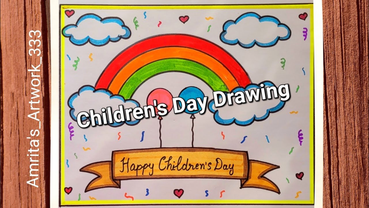 Children's Day Drawing | How to Draw Children's Day easy | Bal Diwas ...