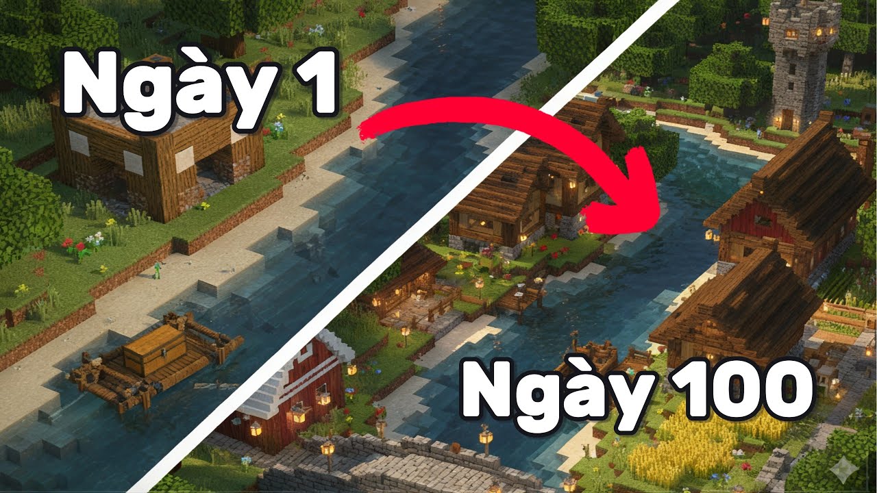 Tôi Sống Sót 100 Ngày Trên Dòng Sông Trong Minecraft Sinh Tồn Cực Khó ...