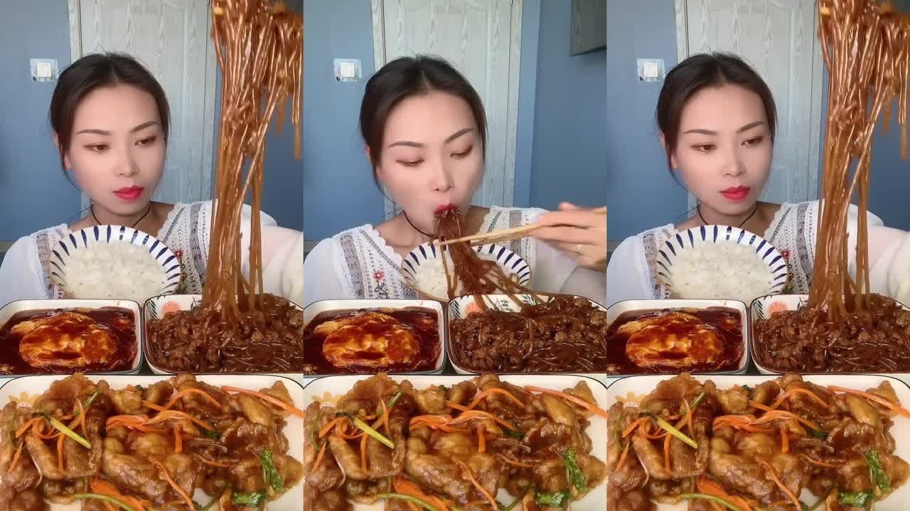 ASMR MUKBANG Pretty Hot, Seasoned Chicken, Cheese Kimchi Kimbap, fried ...