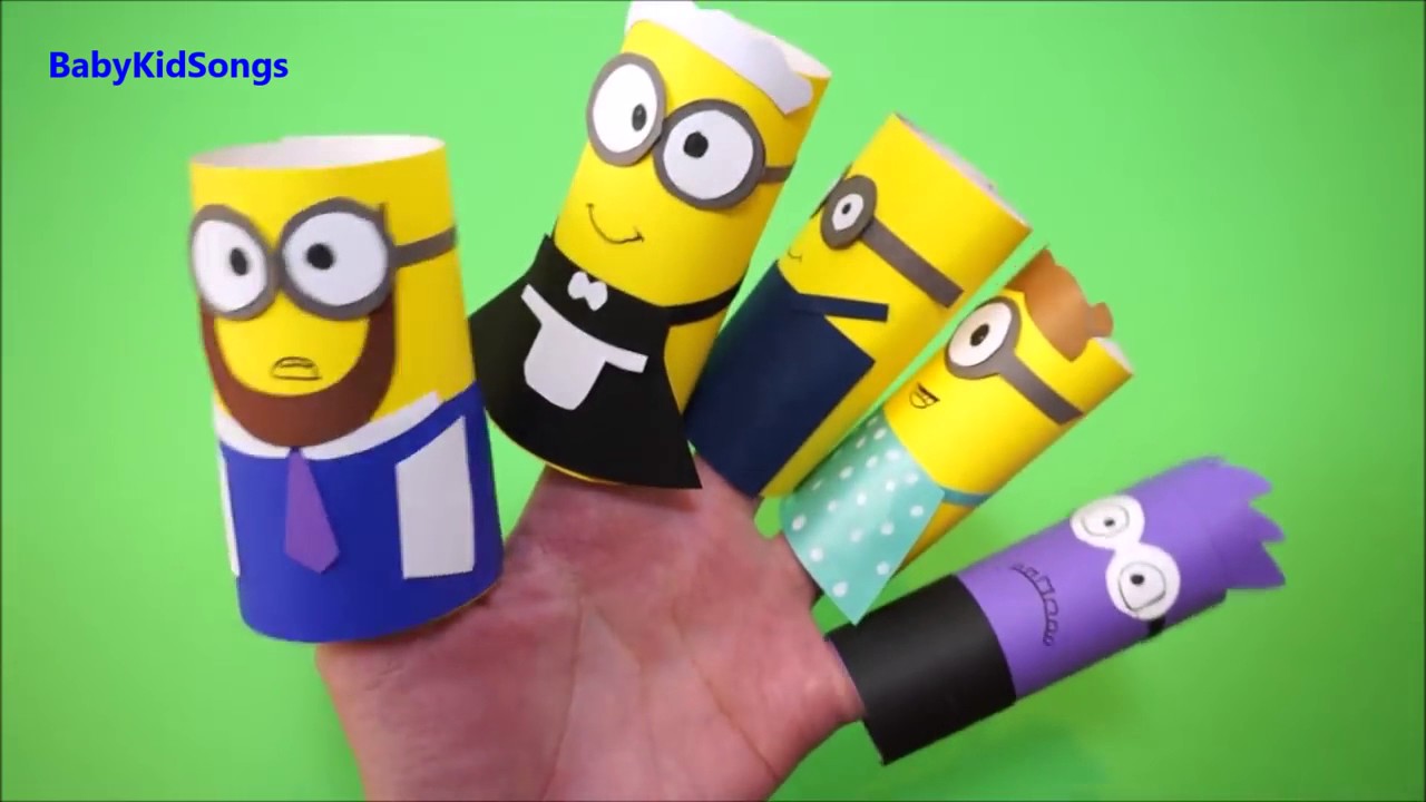 Five MINIONS Finger Family Nursery Song | Homemade Minion Collection ...