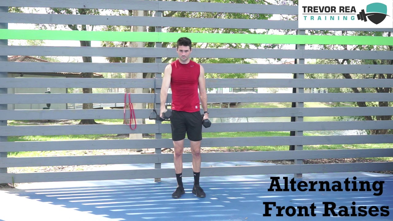 Alternating Dumbbell Front Raises - YouTube