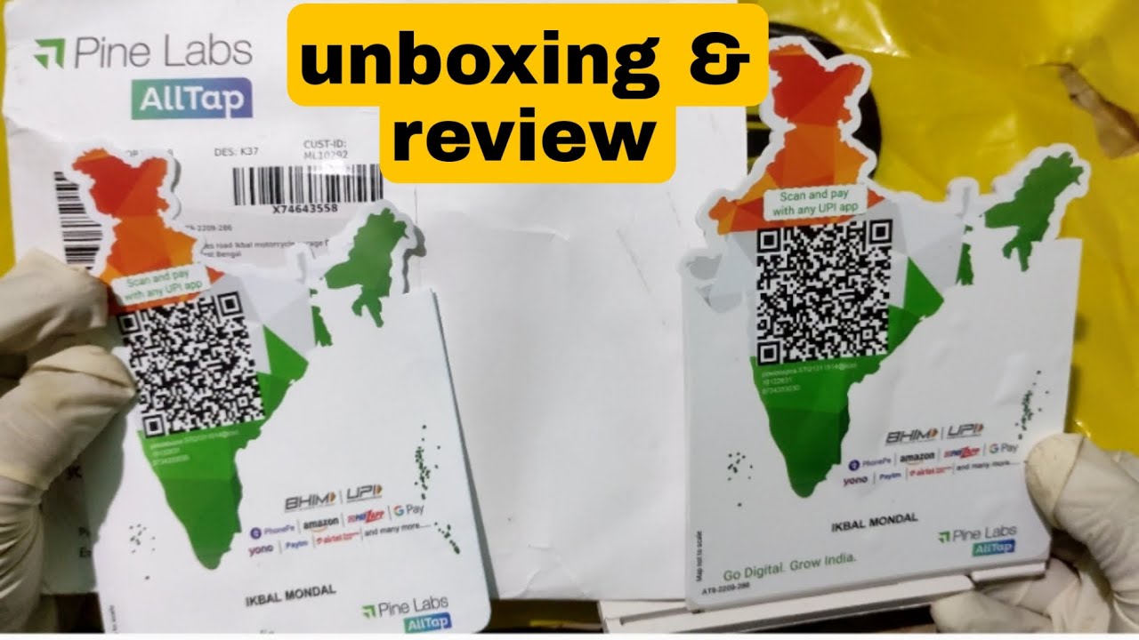 Pine labs all tap QR code stand unboxing and review all tap business ...