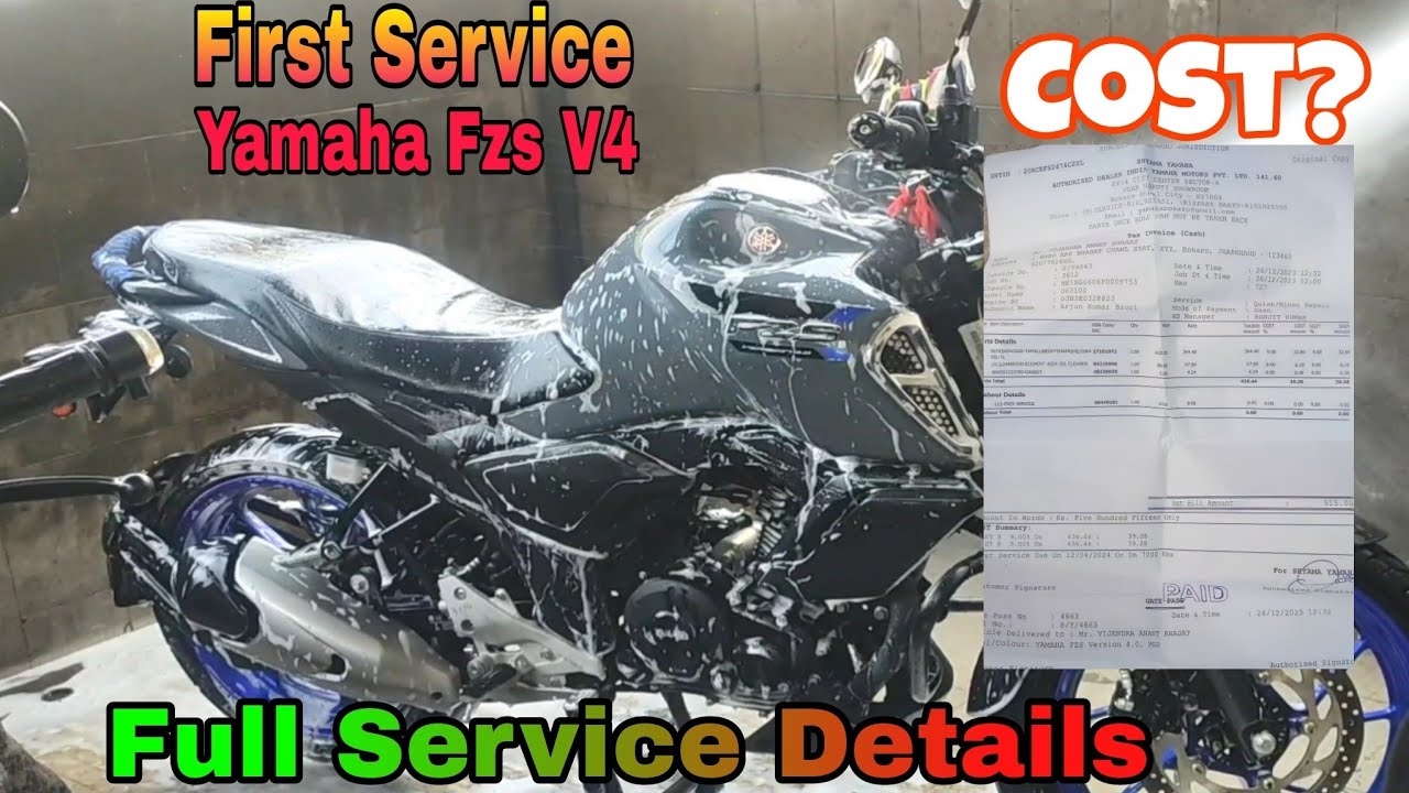 Yamaha Fzs V4 First Service | Service Cost? Full Details Video | New ...