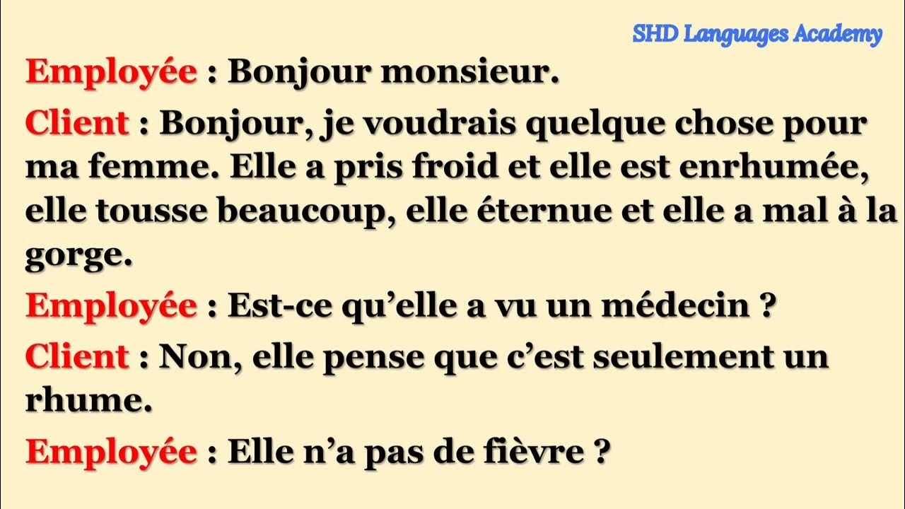 Conversation en français dans la pharmacie - YouTube