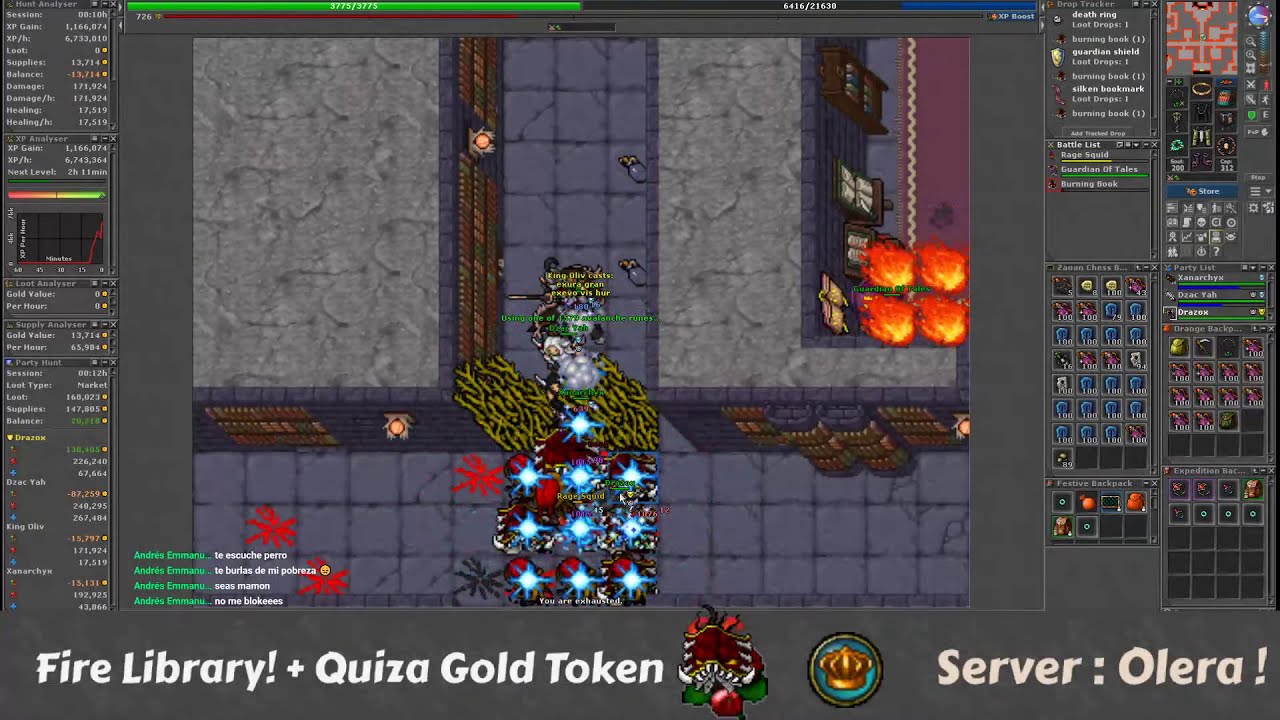 Tibia 18 kk/hr Team Hunt lvl 700+ Fire Library + Gold Tokens - YouTube