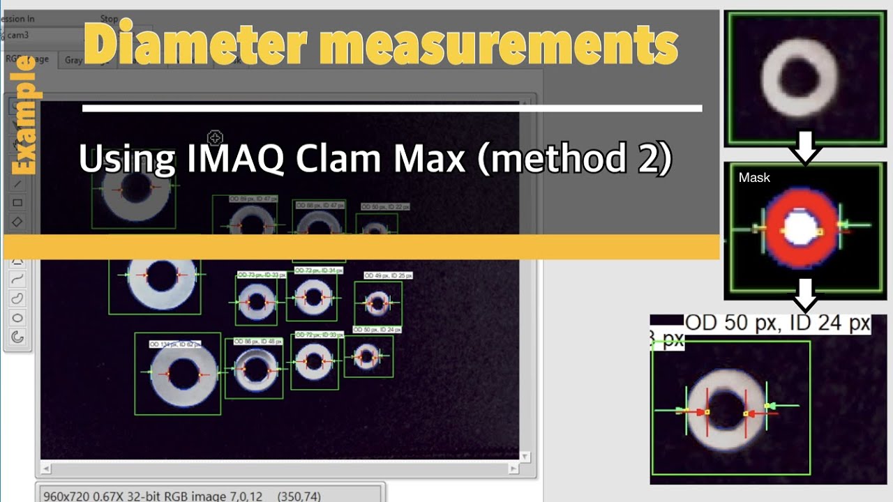 LabVIEW Diameter measurements using IMAQ Clamp Max (EP2 method2) - YouTube