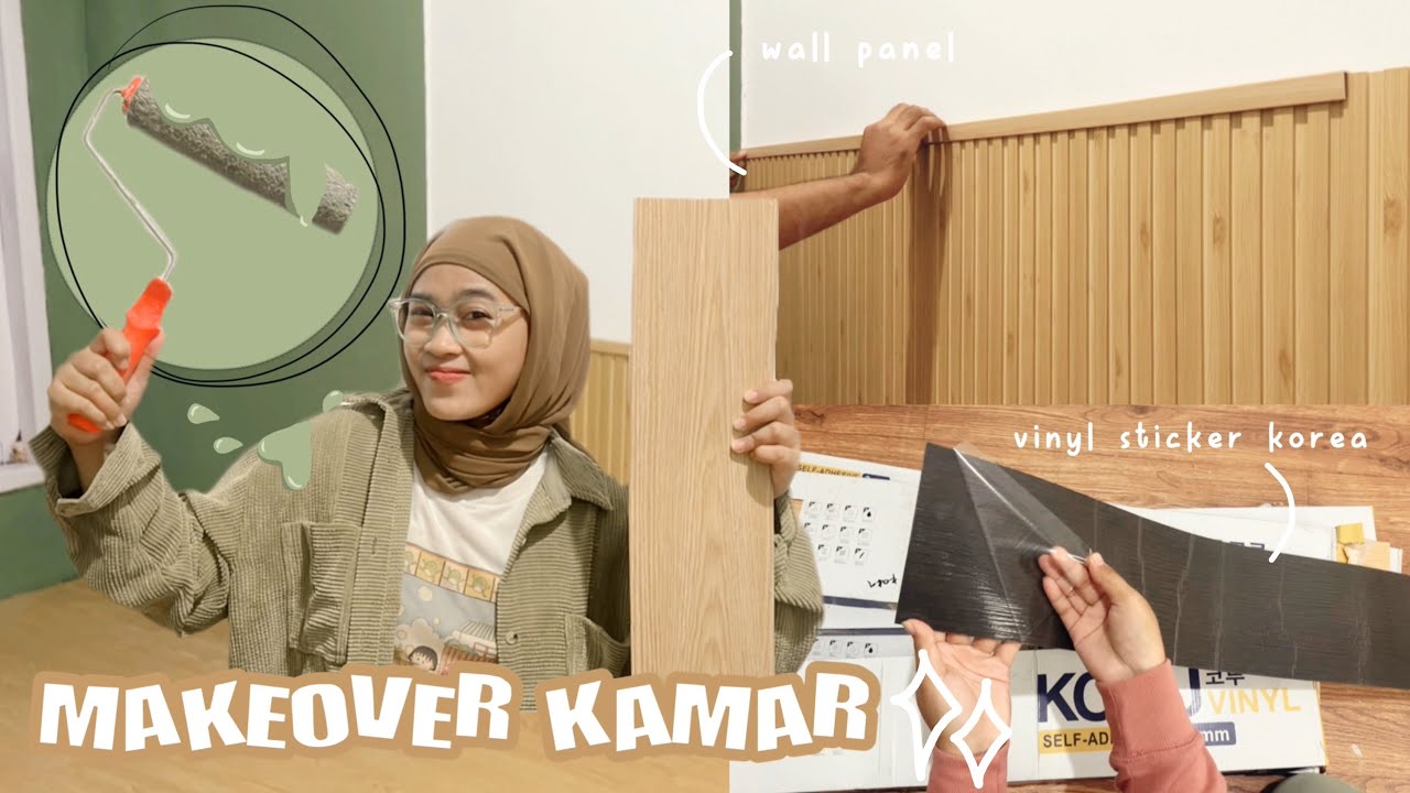 EXTREME BEDROOM MAKEOVER - Cat warna Sage, Pemasangan KORU Vinyl ...
