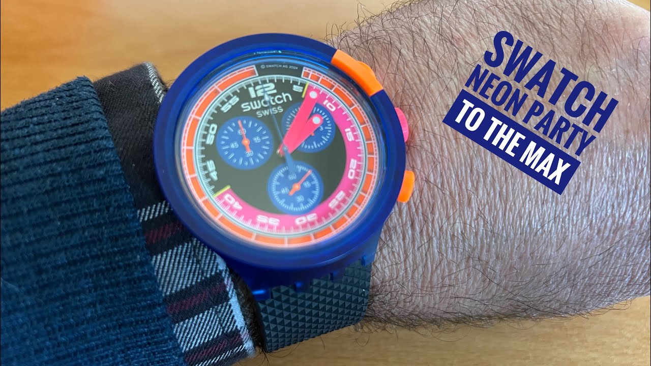 Swatch Neon Party to the Max — швейцарские часы-хронограф - YouTube