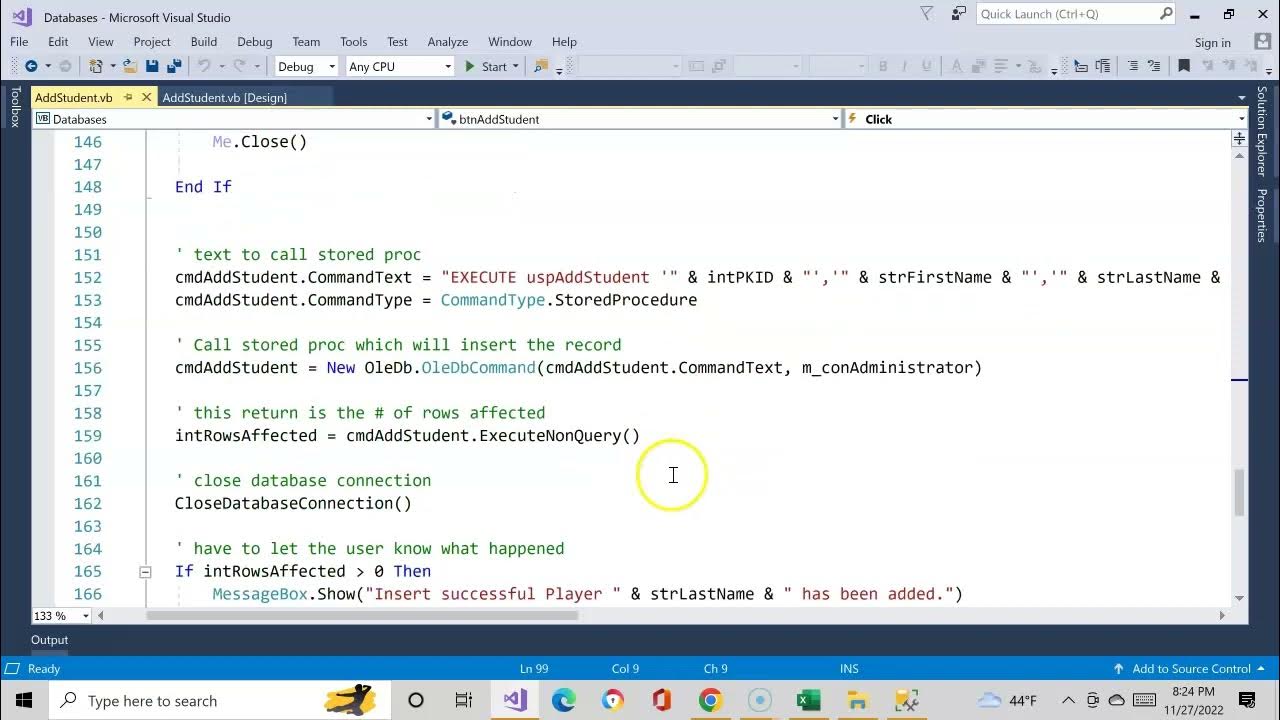 Calling Insert Stored Procedure from Code - YouTube