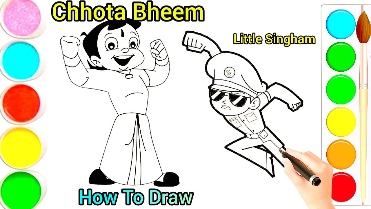Little Singham drawing | Chhota bheem drawing , painting and Coloring # ...