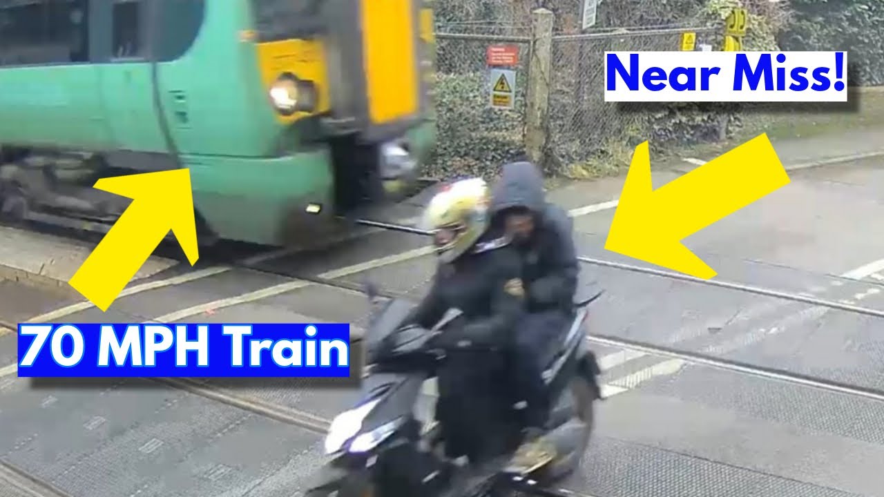 Terrifying Moment Caught on Camera: Two on a Moped vs. a Speeding Train ...
