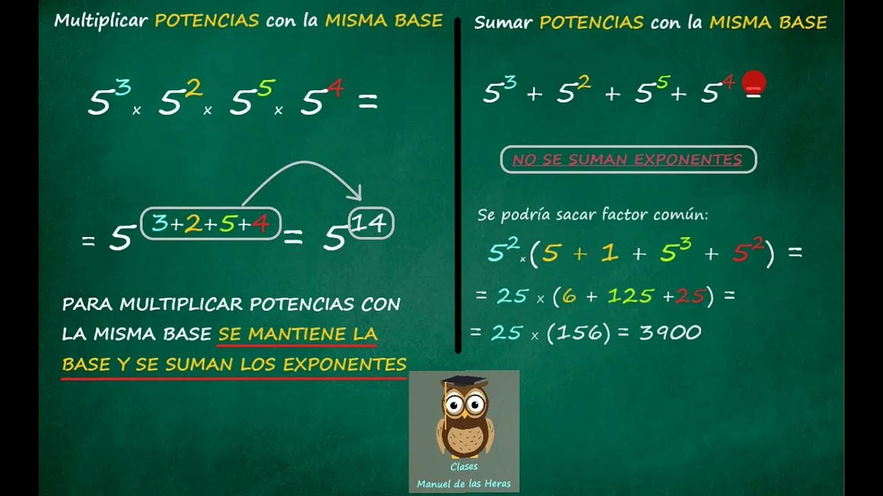 SUMAR y MULTIPLICAR potencias con la MISMA BASE. Propiedades de las Potencias. ARITMÉTICA BÁSICA ...
