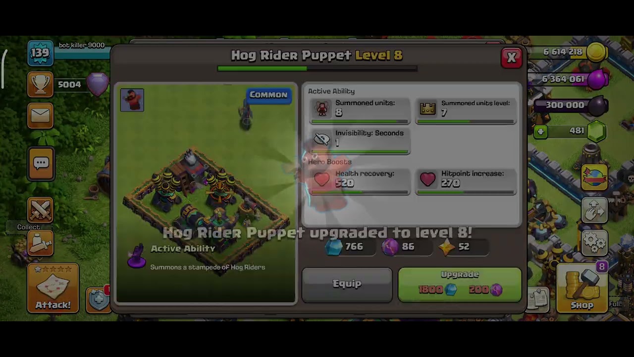 upgrading hog rider puppet to level 8 (clash of clans) #clashofclans # ...