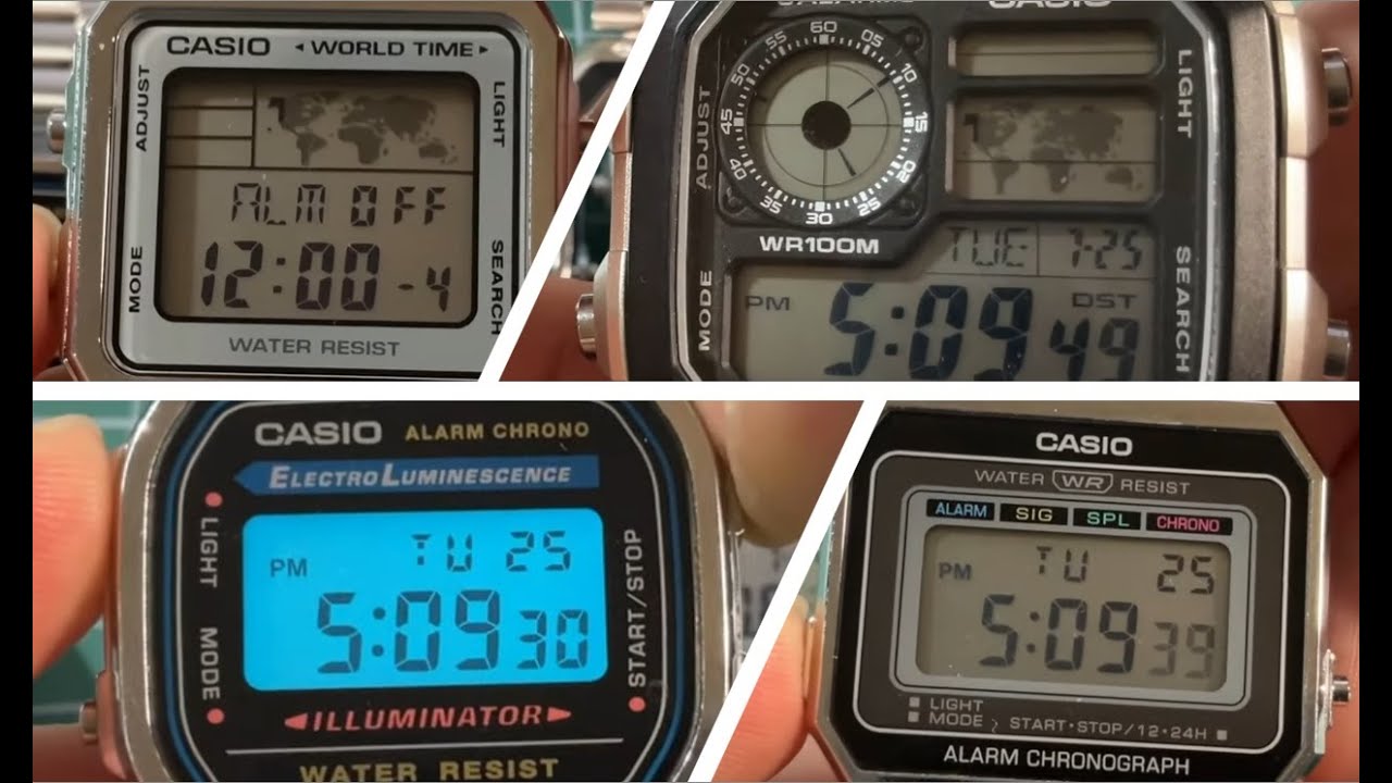 4 Steel band Casio comparison: Casio A700, A168, A500 and AE1200 - YouTube