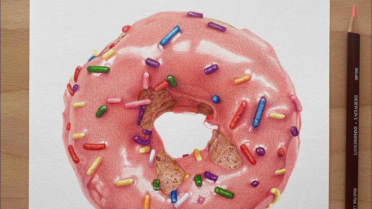 Time Lapse Drawing of a Pink Glazed Doughnut - YouTube
