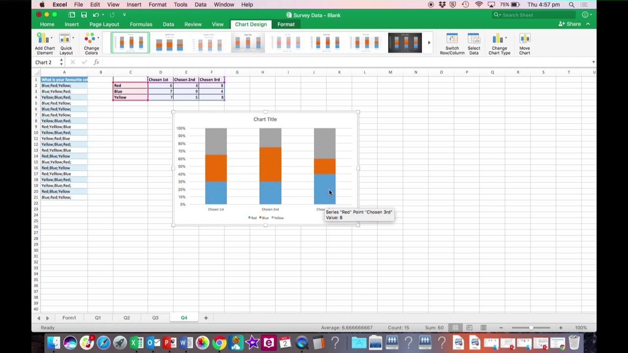 Creating a Stacked Bar Graph from a Ranking Question - YouTube
