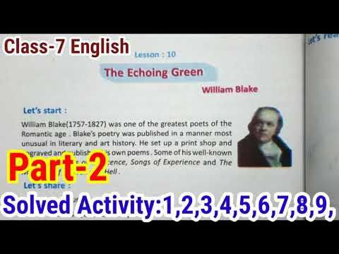 Class-7 English Lesson-10 The Echoing Green by William Blake Solved ...