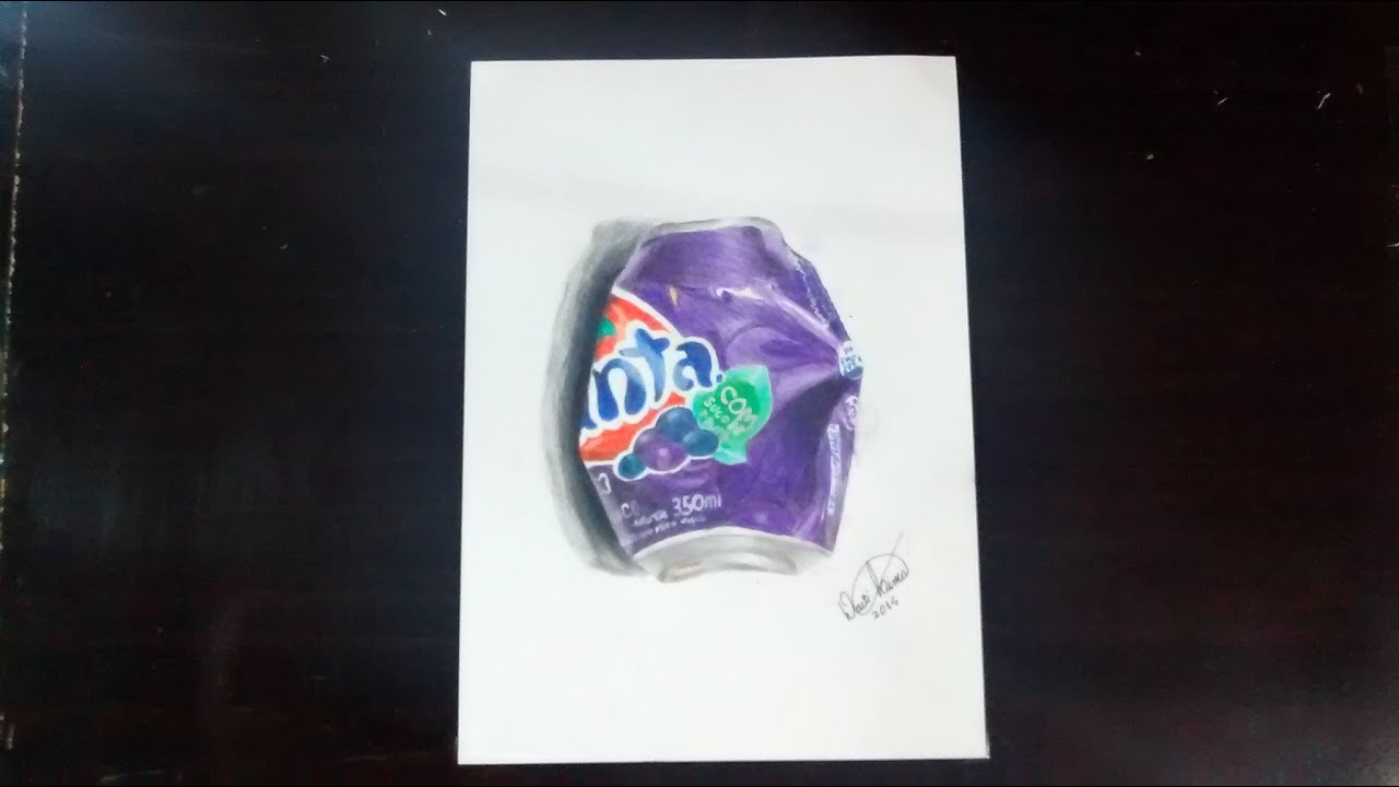 Fanta lata amassada | SPEED DRAWING REALISTA - YouTube