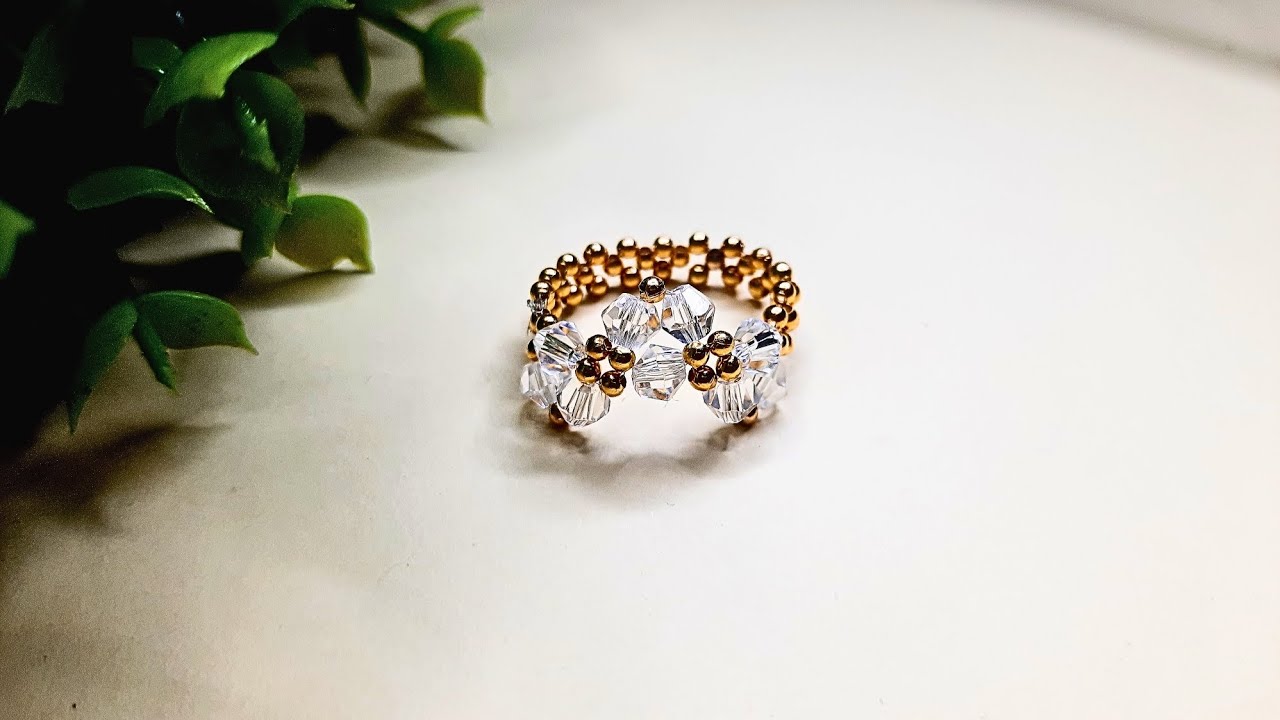 HOW TO MAKE BEADED RING//DIY BEADED RING//SIMPLE AND EASY RING//BEAD RING TUTORIAL - YouTube