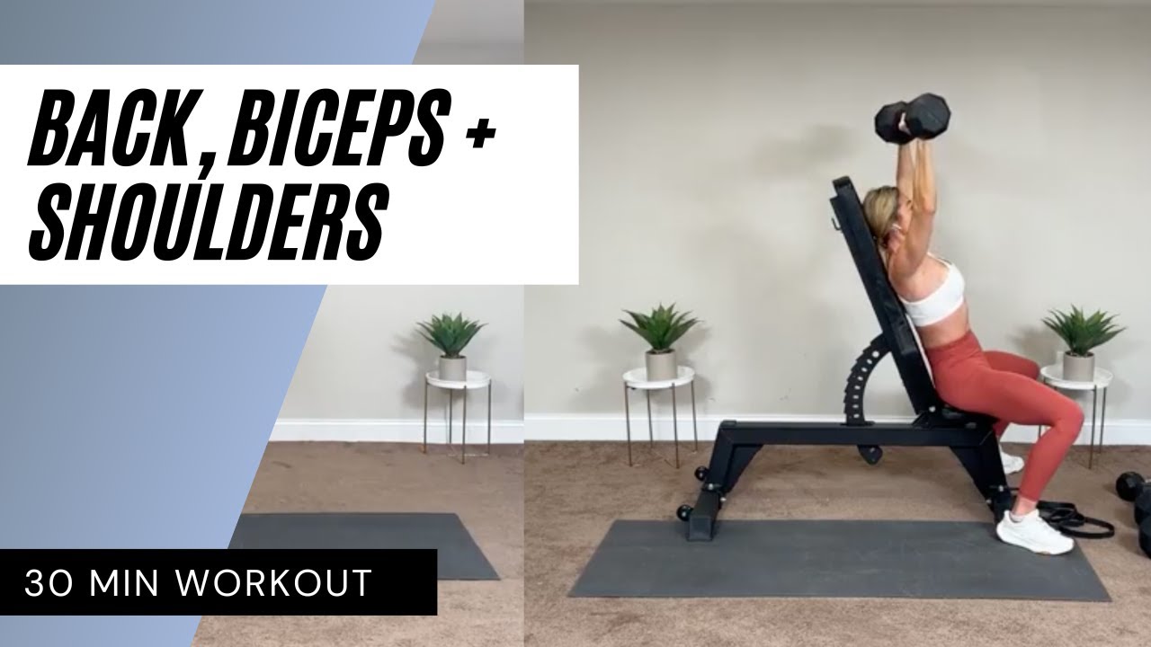 back, biceps + shoulders - YouTube