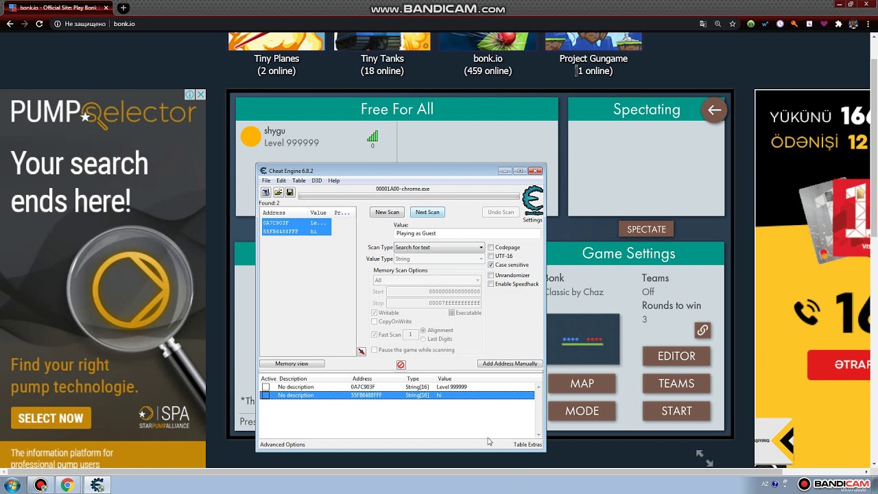 bonk.io cheat engine hack level - YouTube
