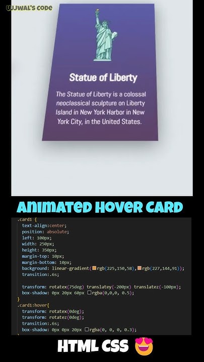 Animated Hover Card Using Html Css #html #css #htmltutorial #shorts #shortsfeed - YouTube