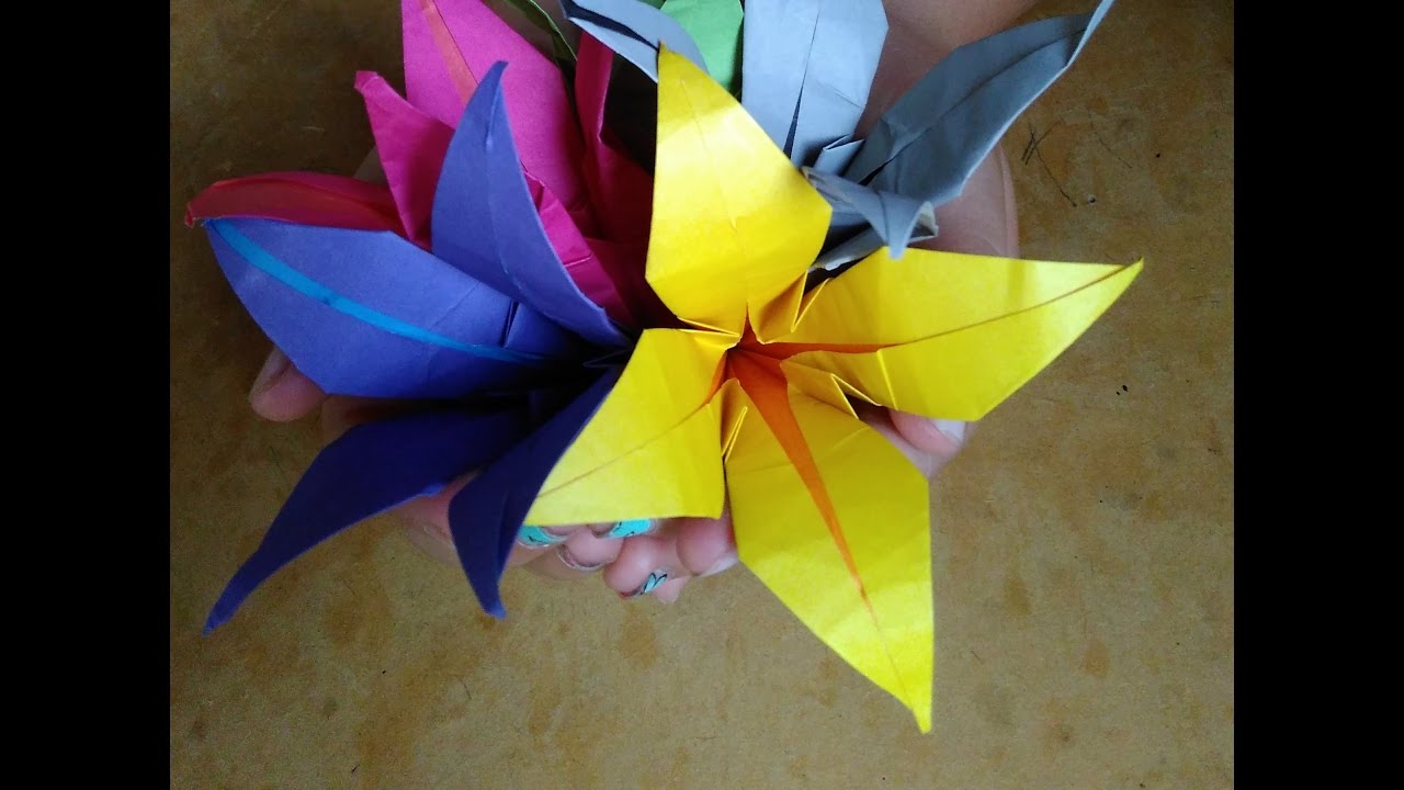 Como hacer un hermoso lirio (Flor en papel origami) - YouTube