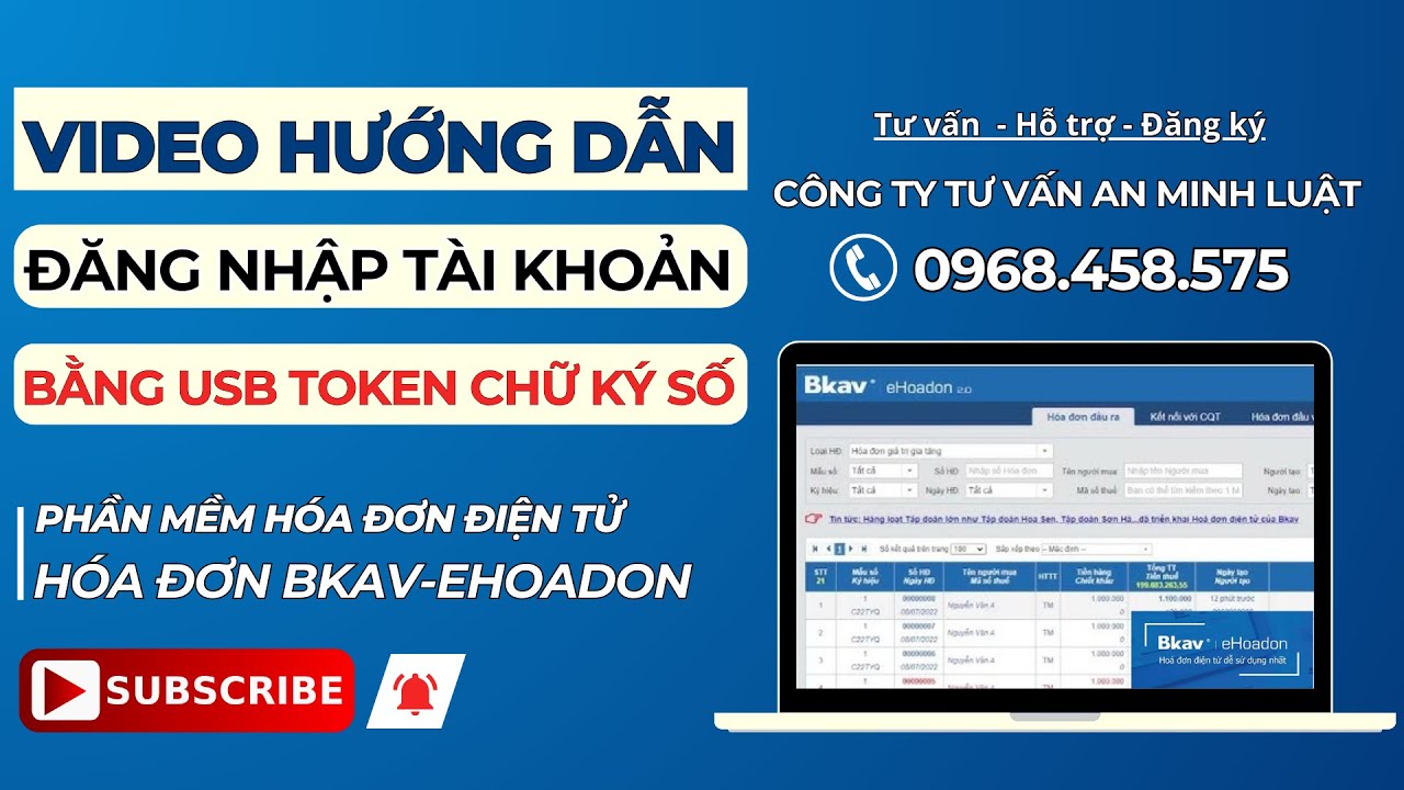 Đăng nhập tài khoản Hóa Đơn Điện Tử BKAV | eHoadon bằng USB TOKEN - YouTube