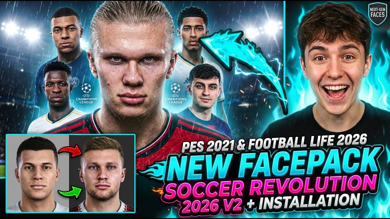🔥⚽ New Facepack Soccer Revolution 2026 V2 – Ultra Real Faces | PES 2021 ...