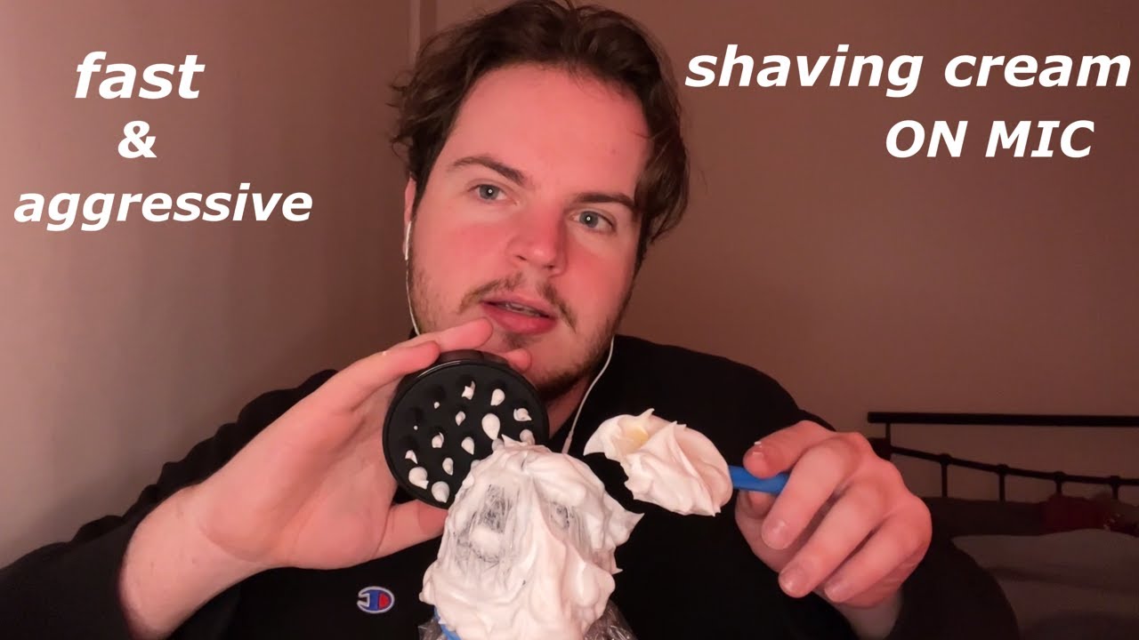 Fast & Aggressive ASMR Shaving Cream on Mic (Mic Triggers, Mic Brushing ...