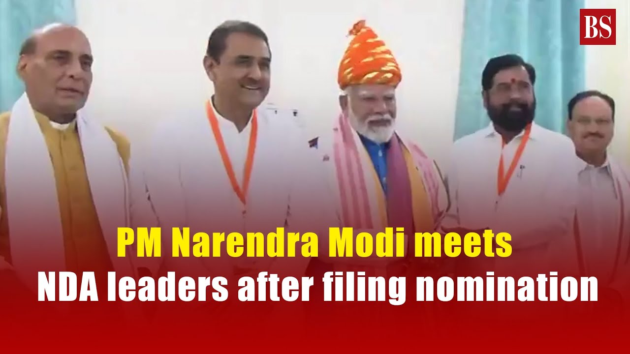 PM Narendra Modi meets NDA leaders after filing nomination - YouTube